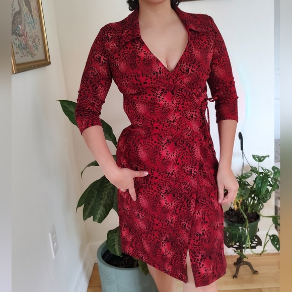 Vintage | Dresses | Vintage Red Wrap Dress | Poshmark